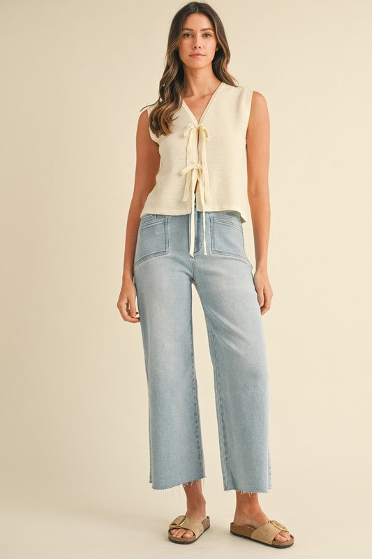 The Talisa Front Bow Detail Vest in Ivory – Mae Threads Clothing