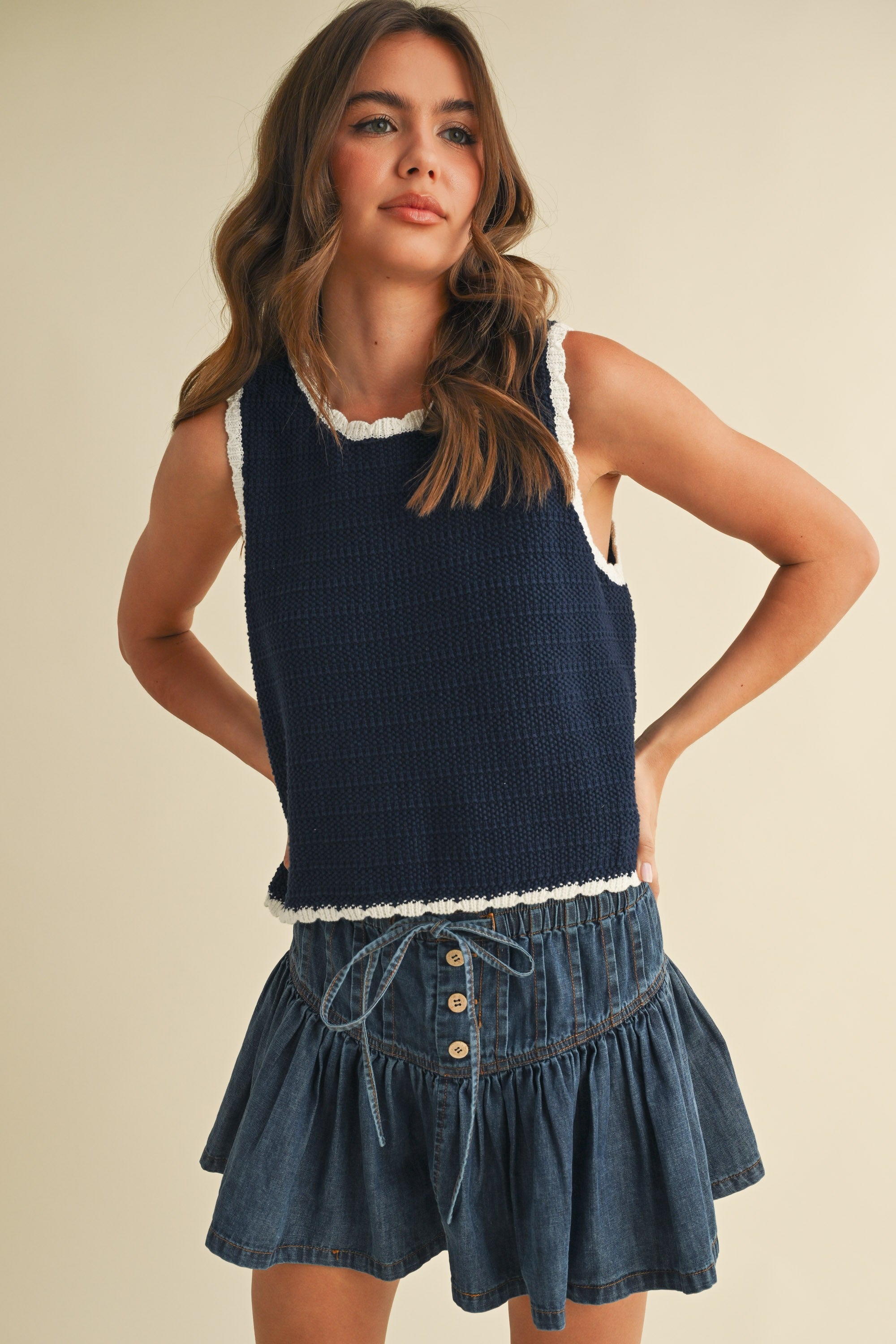The Lyle Scalloped Edge Knit Tank – Mae Threads Clothing