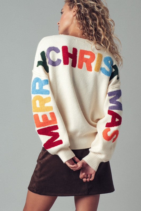 The Merry Christmas Sweater in Ivory – Mae Threads Clothing